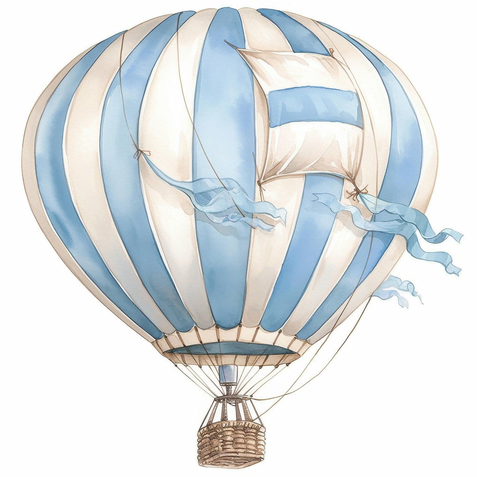 11 Baby Blue Hot Air Balloon Clipart Bundle, Dreamy Nursery ...