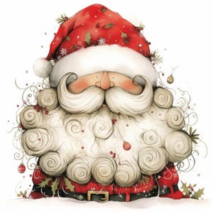 Whimsical Scruffy Santa Clip Art 10 High Res Watercolor Jpgs Junk ...