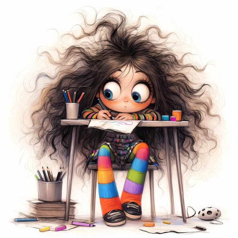 Quirky Student Clipart 11 High Res Watercolor Jpgs for Junk Journaling ...