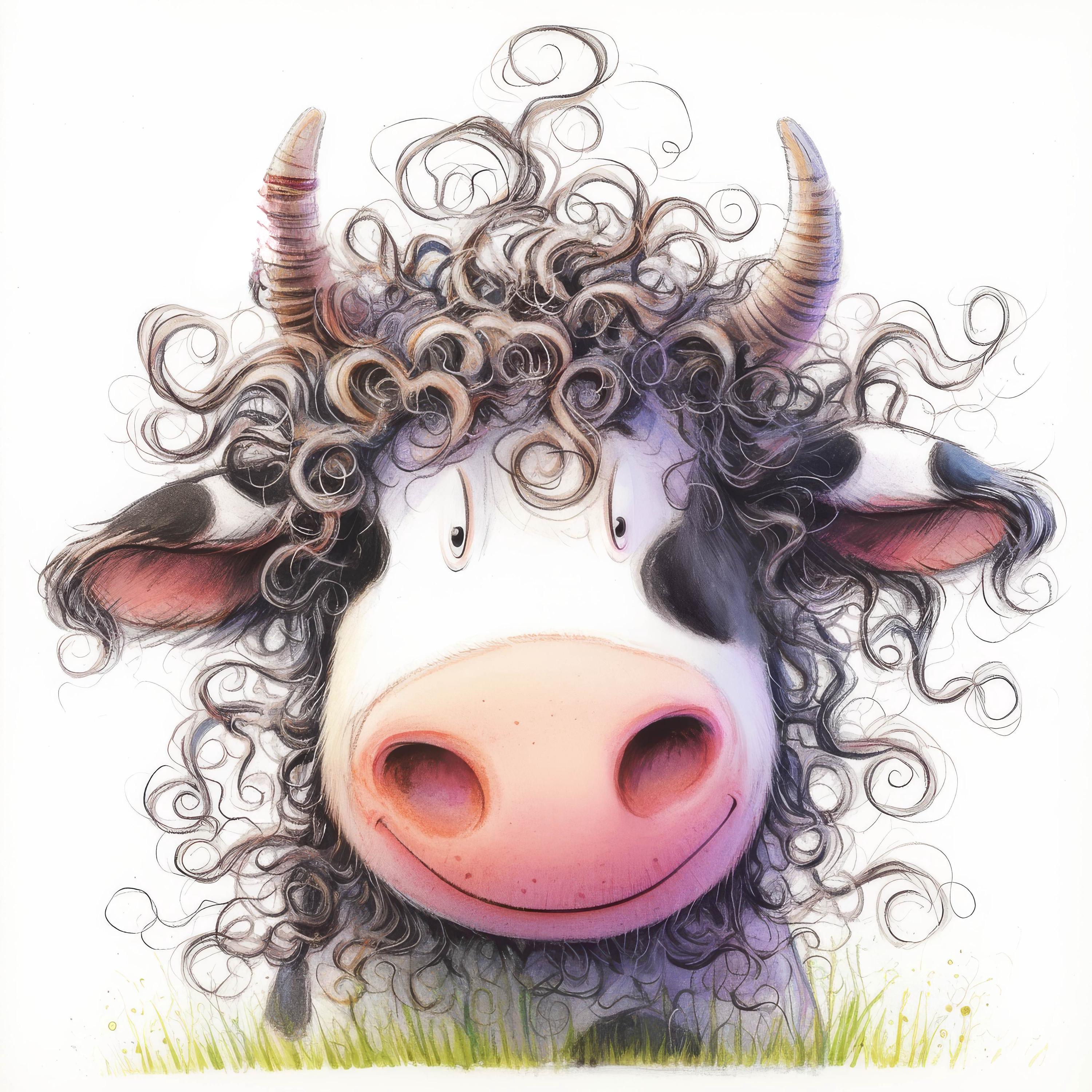 12 Quirky Cow Clipart Bundle in Watercolor Style, Unique Illustration ...