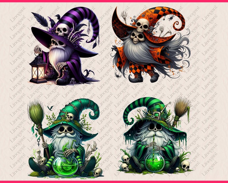 27 PNG Skeleton Gnomes With Skull Head Clipart, Cute Halloween Gnomes ...
