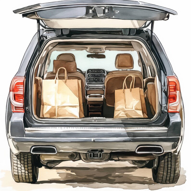 12 SUV Trunk Open Clipart Bundle, Offroad Vehicle Illustration ...