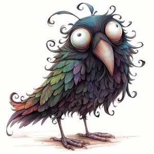 Frazzled Colorful Crow Clip Art 10 High Res Watercolor Jpgs Junk ...