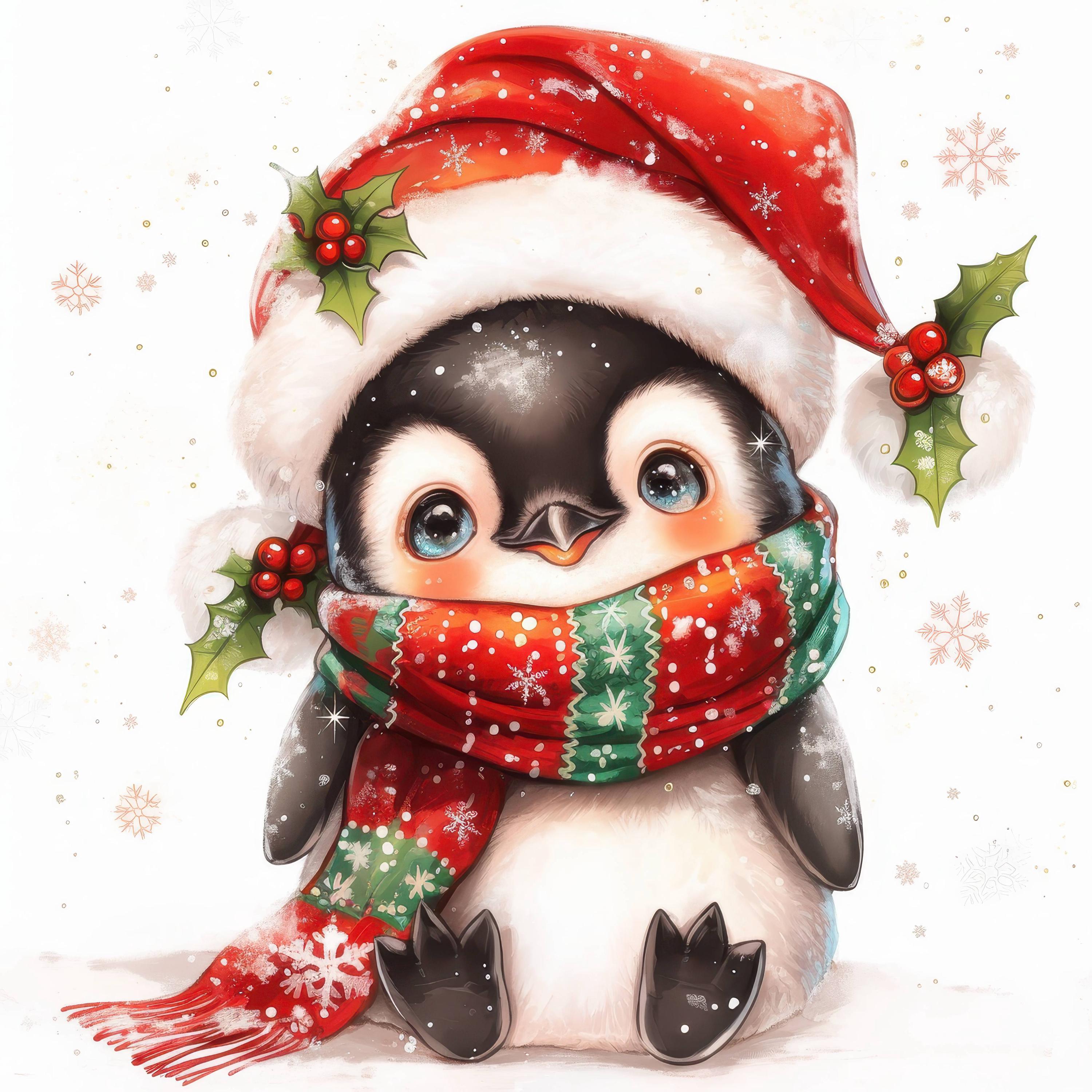 11 Christmas Penguin Clipart Bundle, Winter Holiday Animal Illustration ...