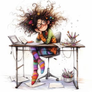 12 Quirky Eccentric Professor Clipart Bundle, Whimsy Illustration ...