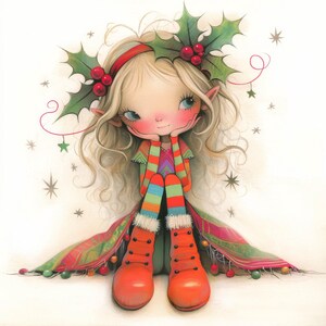 Frazzled Christmas Girl Clip Art 12 High Res Watercolor Jpgs Junk ...