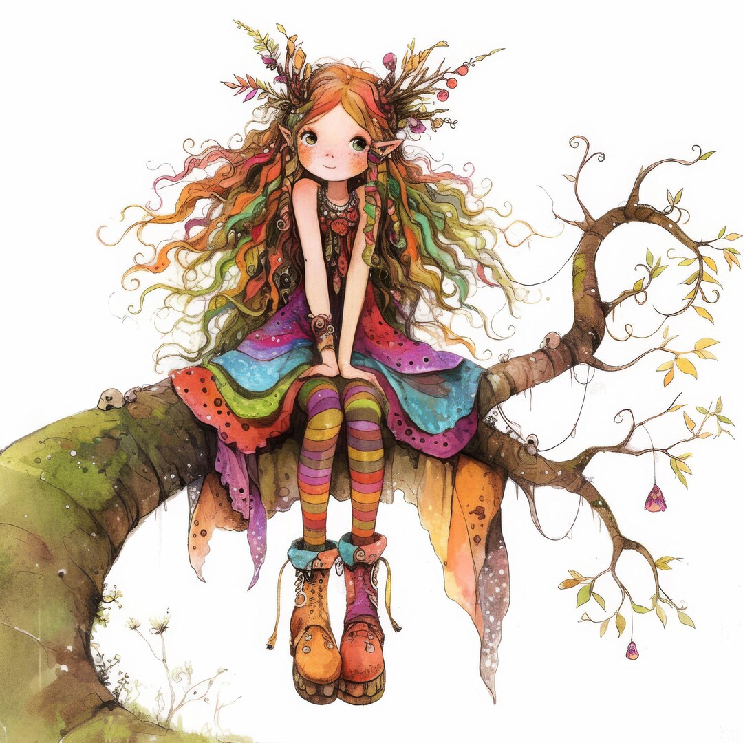 Whimsical Forest Elf Clip Art 11 High Res Watercolor Jpgs for Junk ...