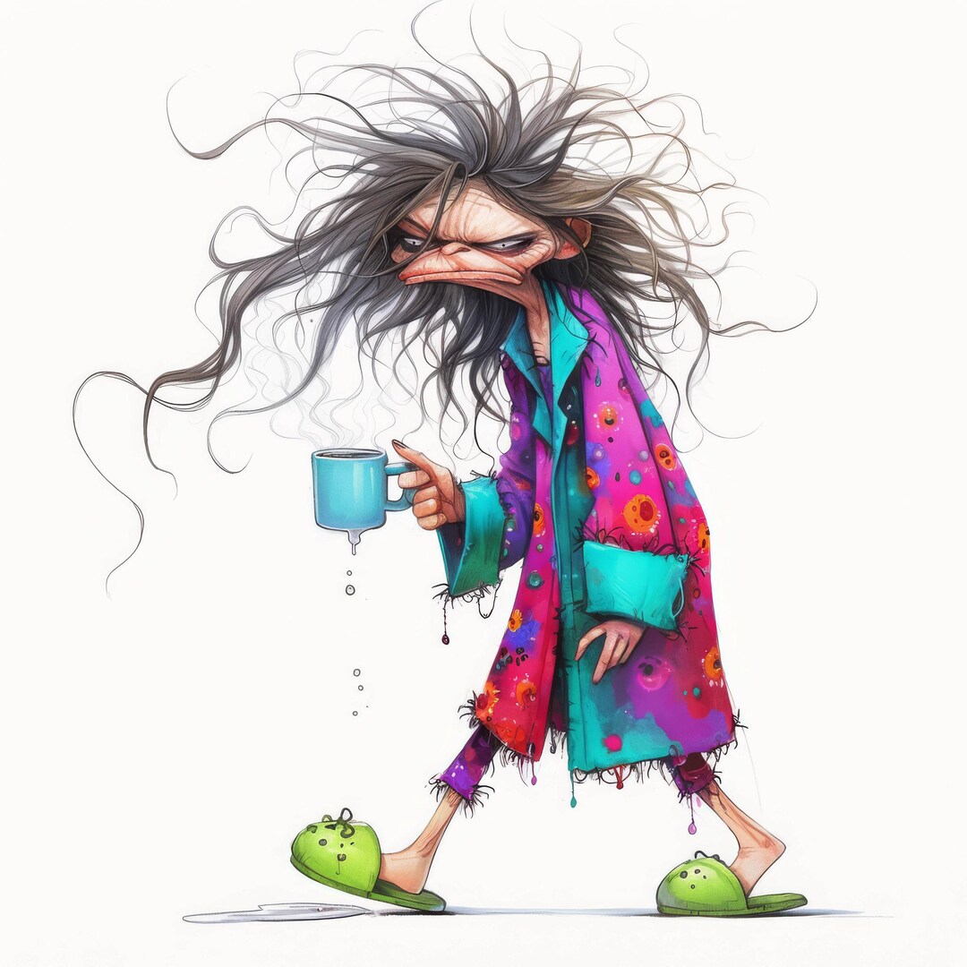 Whimsical Grumpy Coffee Clip Art 10 High Res Watercolor Jpgs Junk ...