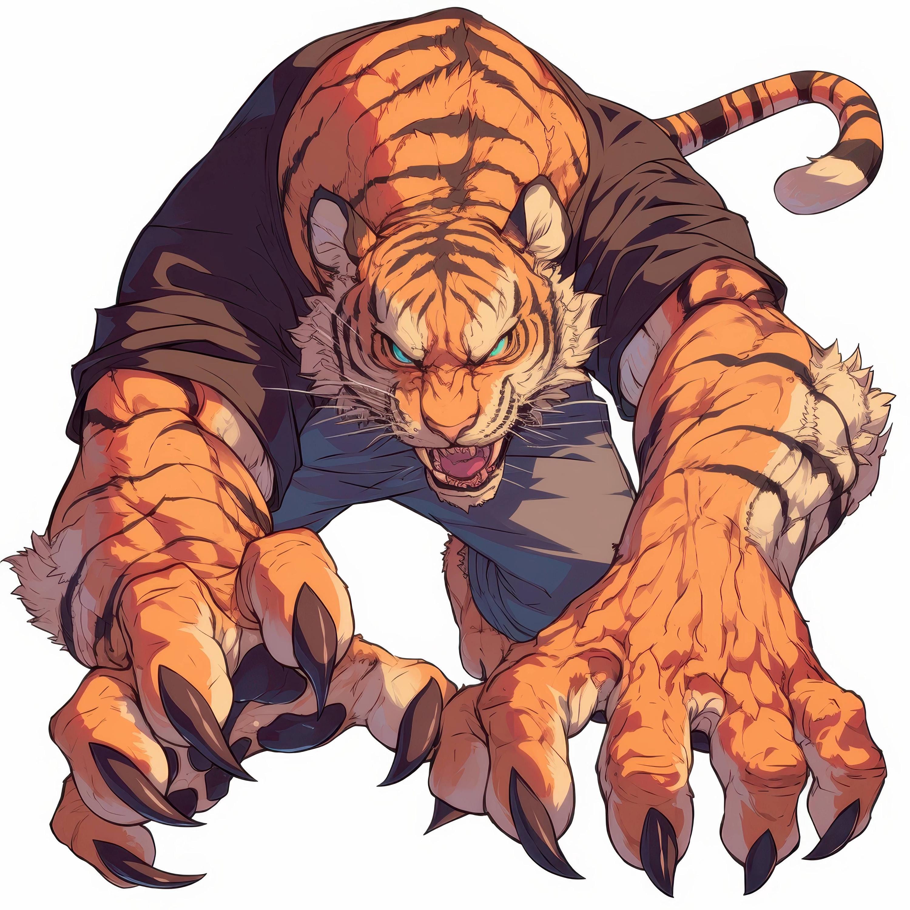 14 Ferocious Tiger Clipart Bundle, Wild Jungle Animal Illustration ...
