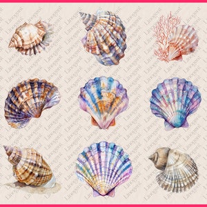 Watercolor Coral and Seashells Clipart Bundle, Under Sea With Coral ...