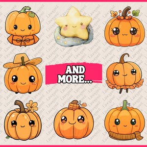 Watercolor Cute Autumn Pumpkin Clipart Bundle, Various Happy Fall ...