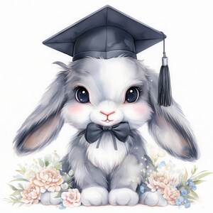 11 Graduation Bunny Clipart Bundle, Festive Animal Celebration ...