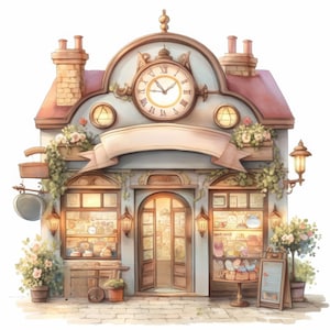 Dreamy Clock Store Clip Art 13 High Res Watercolor Jpgs for Junk ...