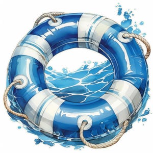 Life Buoy Clipart 10 High Res Watercolor Jpgs, Junk Journaling, Card ...