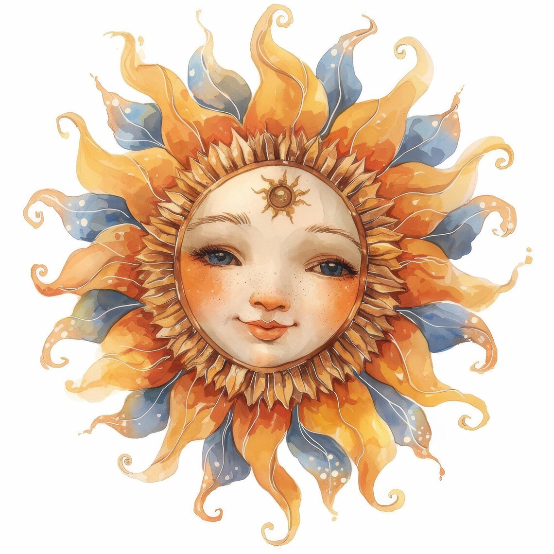 19 Sun Face Clipart Bundle, Unique Patterned Celestial Illustration ...