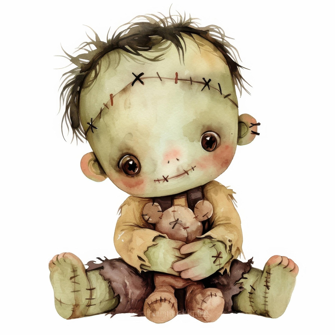 16 Cute Zombie Boy Clipart Bundle, Halloween Child Illustration ...