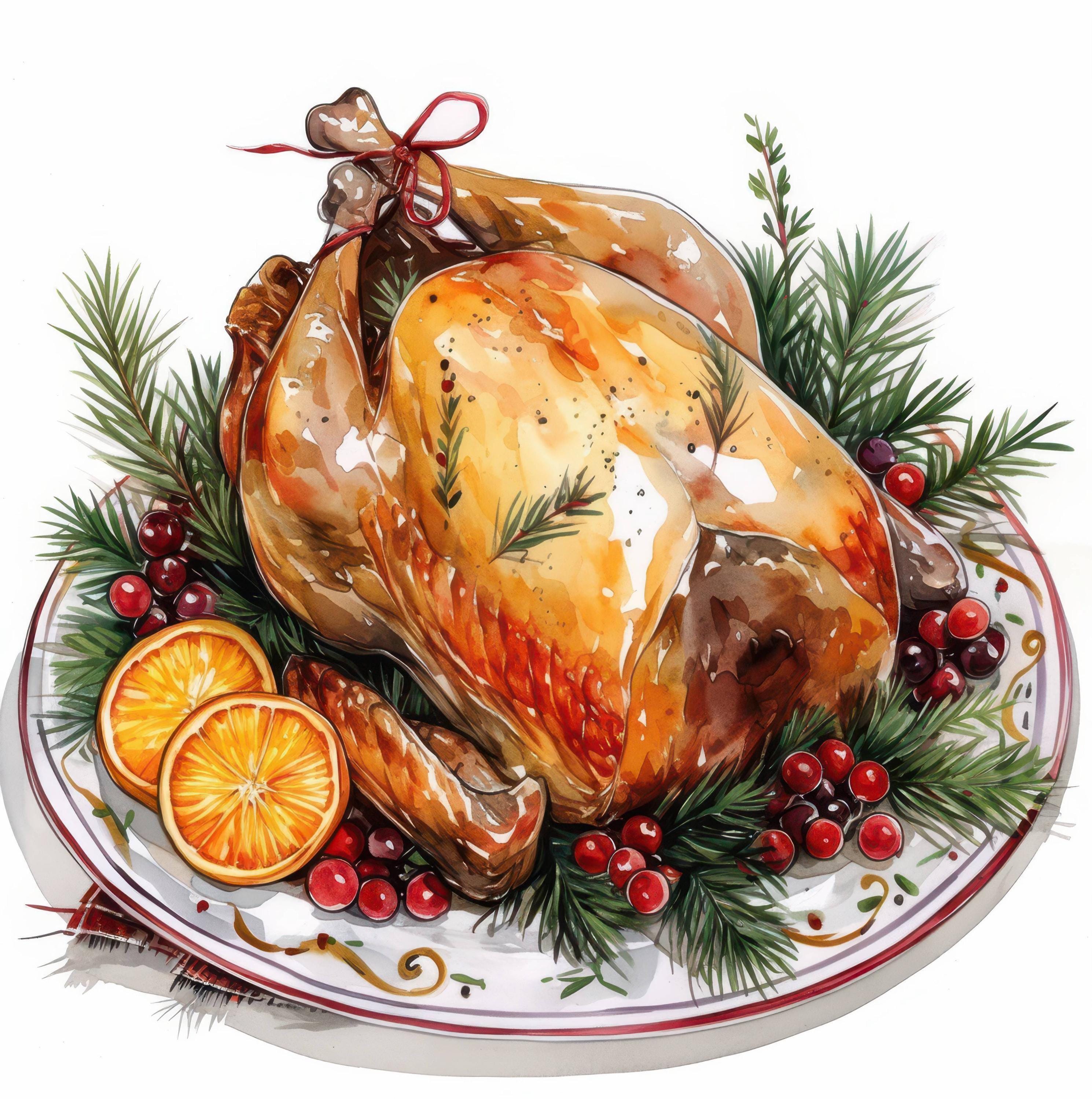 11 Roast Turkey Clipart Bundle, Festive Holiday Feast Illustration ...