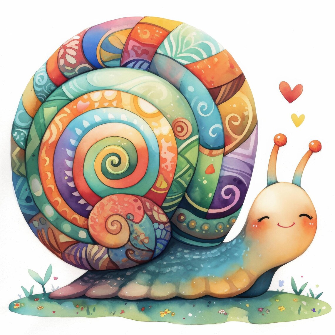 10 Happy Little Snail Clipart Bundle, Animal Illustration, Printable ...