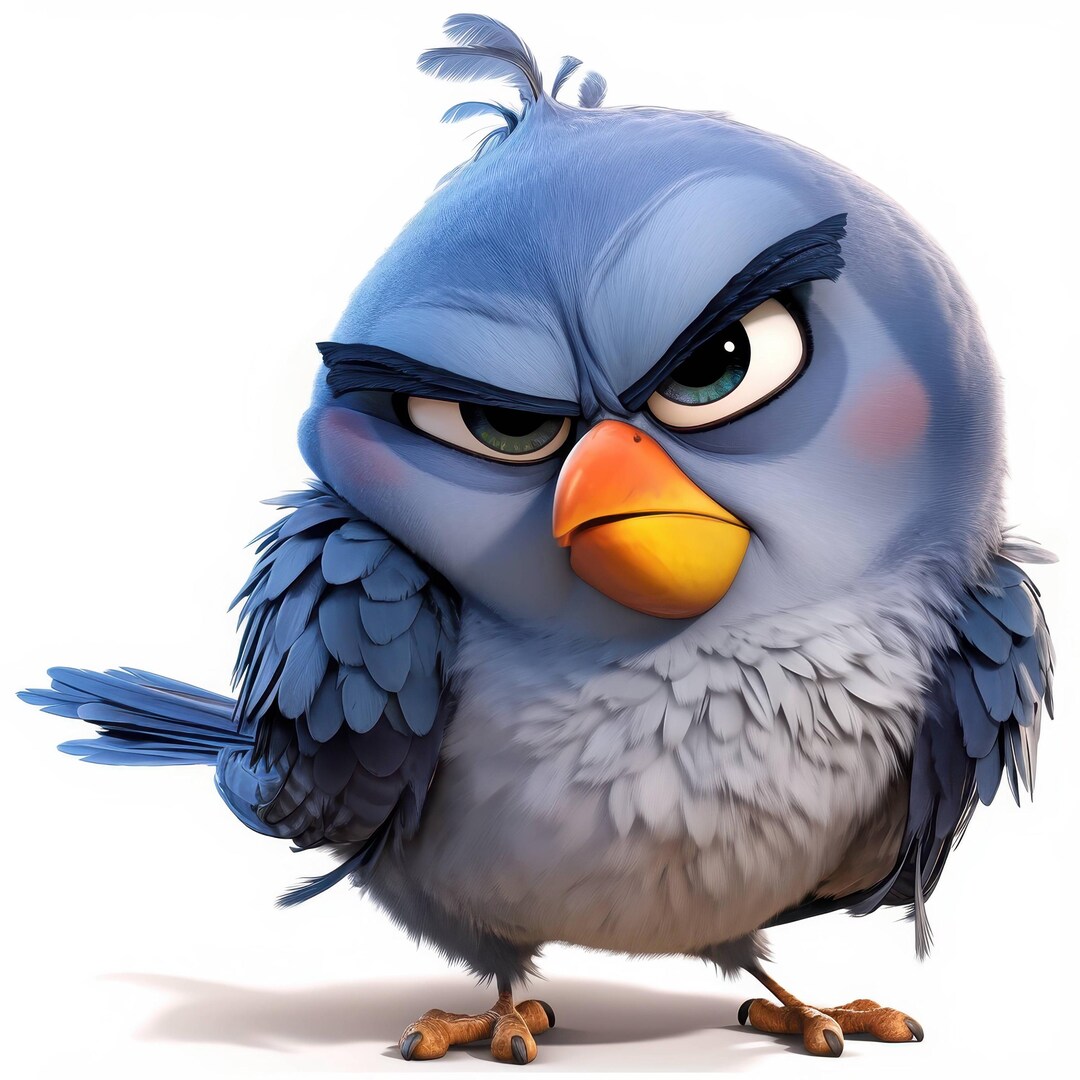 24 Grumpy Birds Clipart Bundle, Cute Fluffy Feathered Character ...