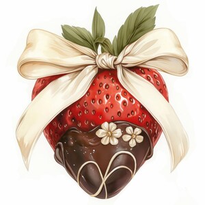 13 Chocolate Covered Strawberry Clipart, Festive Illustration ...