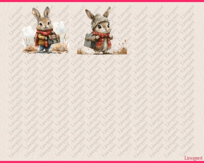 Watercolor Summer Bunny Clipart Bundle, Bunny Clip Art Set, Baby Rabbit ...