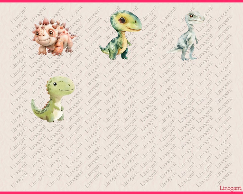 Watercolor Cute Dinosaur Clipart Bundle, Dino Nursery Decor Clip Art ...