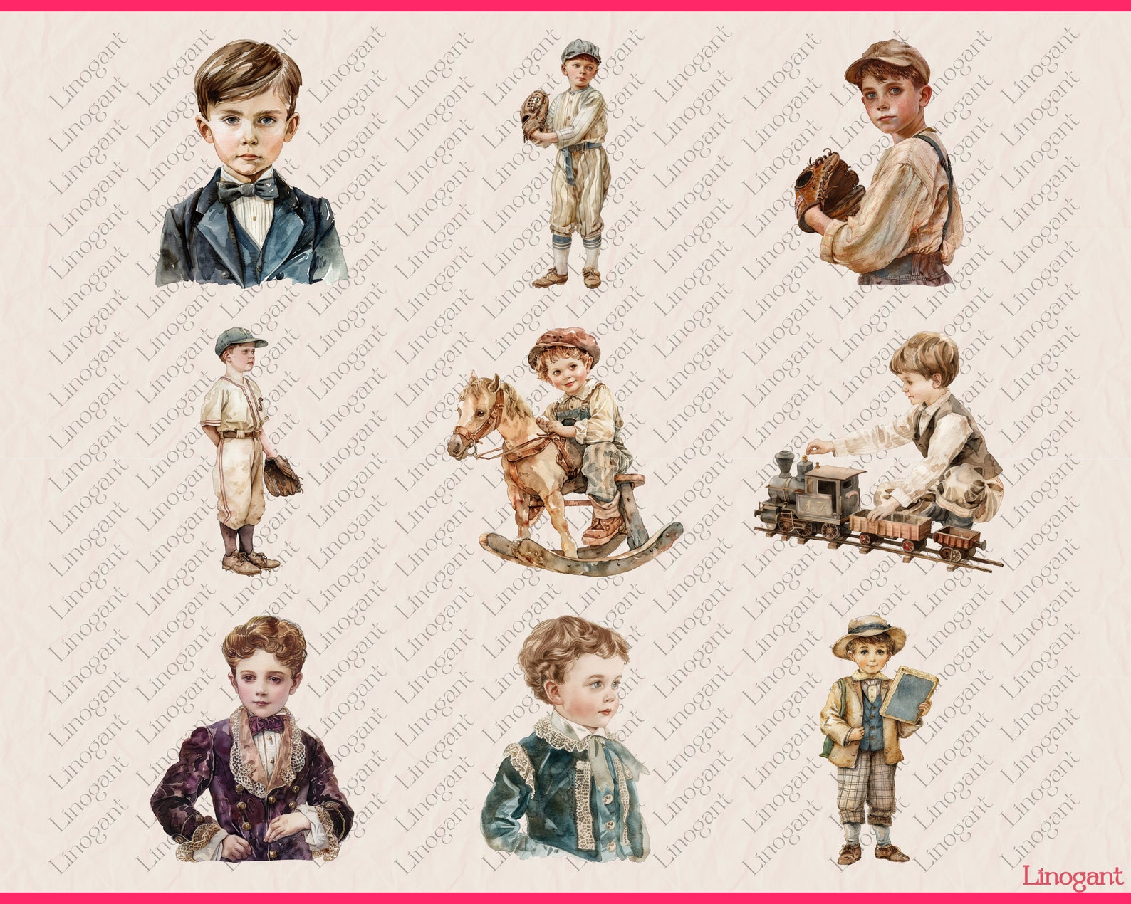 Watercolor Victorian Little Boy Clipart Bundle, Vintage Fashion Clip ...