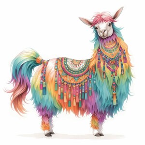 Whimsical Party Llama Clip Art 11 High Res Watercolor Jpgs Junk ...