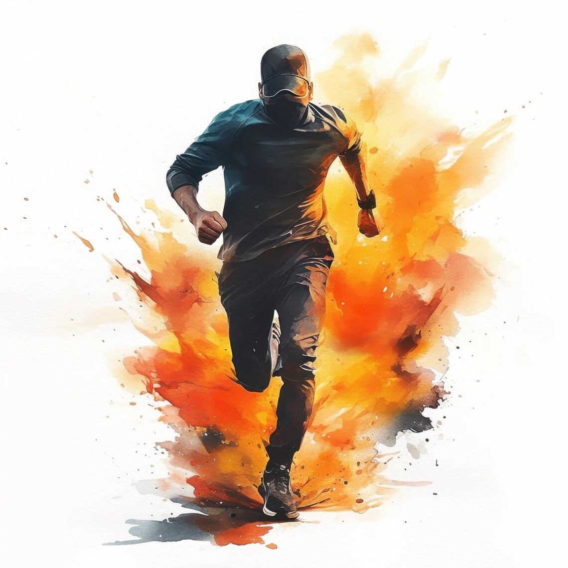18 Running Man Fire Trail Clipart Bundle, Dynamic Flame Motion ...