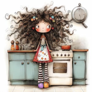 Quirky Cooking Clip Art 12 High Res Watercolor Jpgs Junk Journaling ...