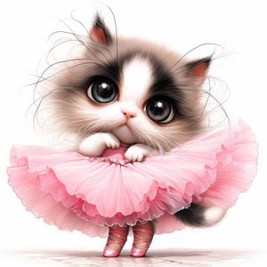 11 Kitten in Tutu Skirt Clipart | Little Cat | Printable Watercolor ...