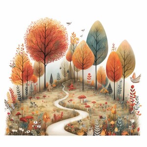 Whimsical Autumn Woodland Clip Art 10 High Res Watercolor Jpgs for Junk ...