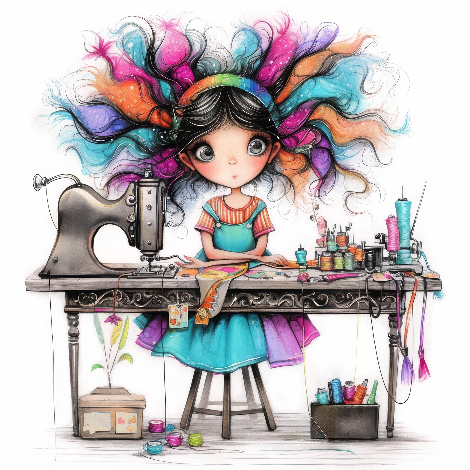 Whimsical Sewing Clip Art 10 High Res Watercolor Jpgs for Junk ...