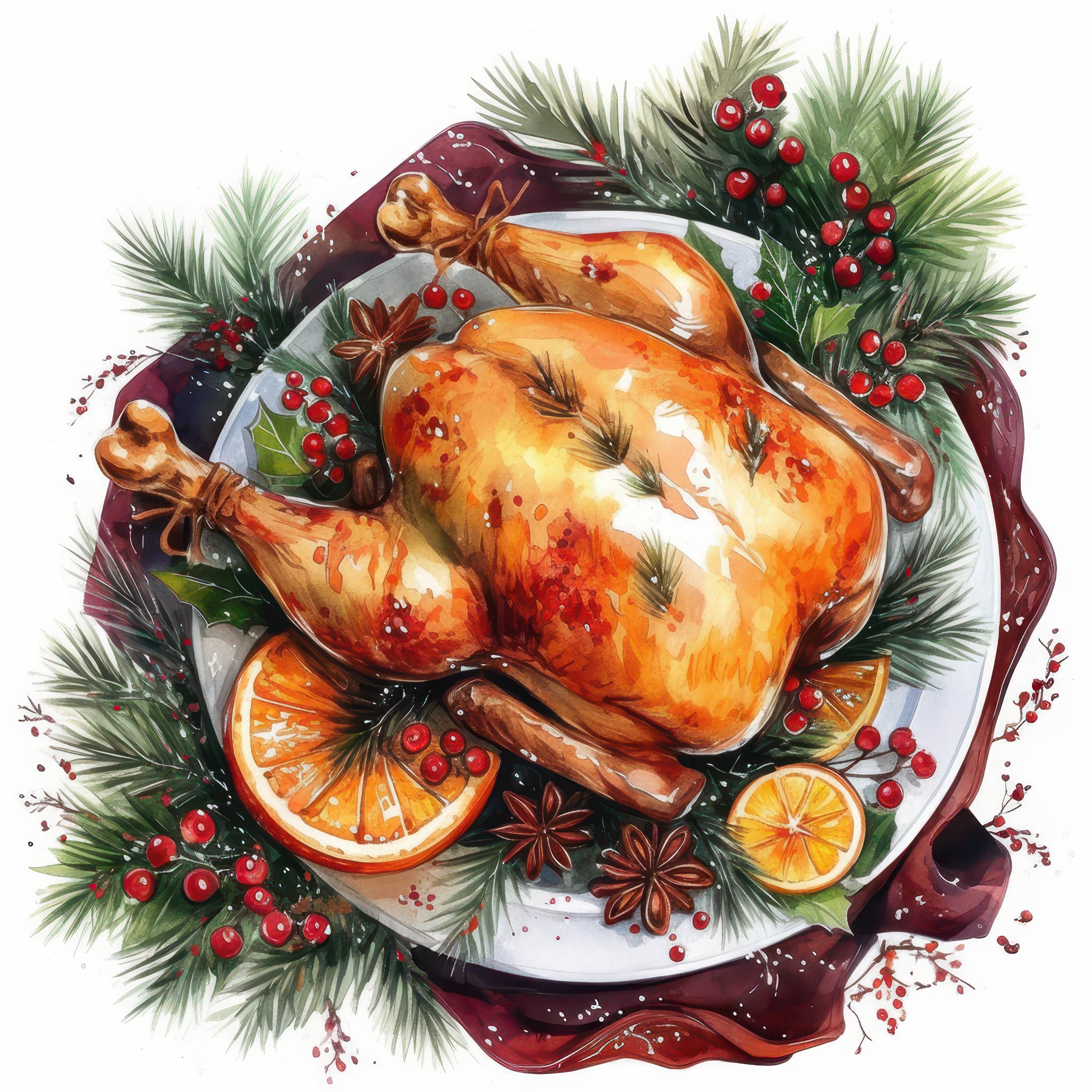 11 Roast Turkey Clipart Bundle, Festive Holiday Feast Illustration ...