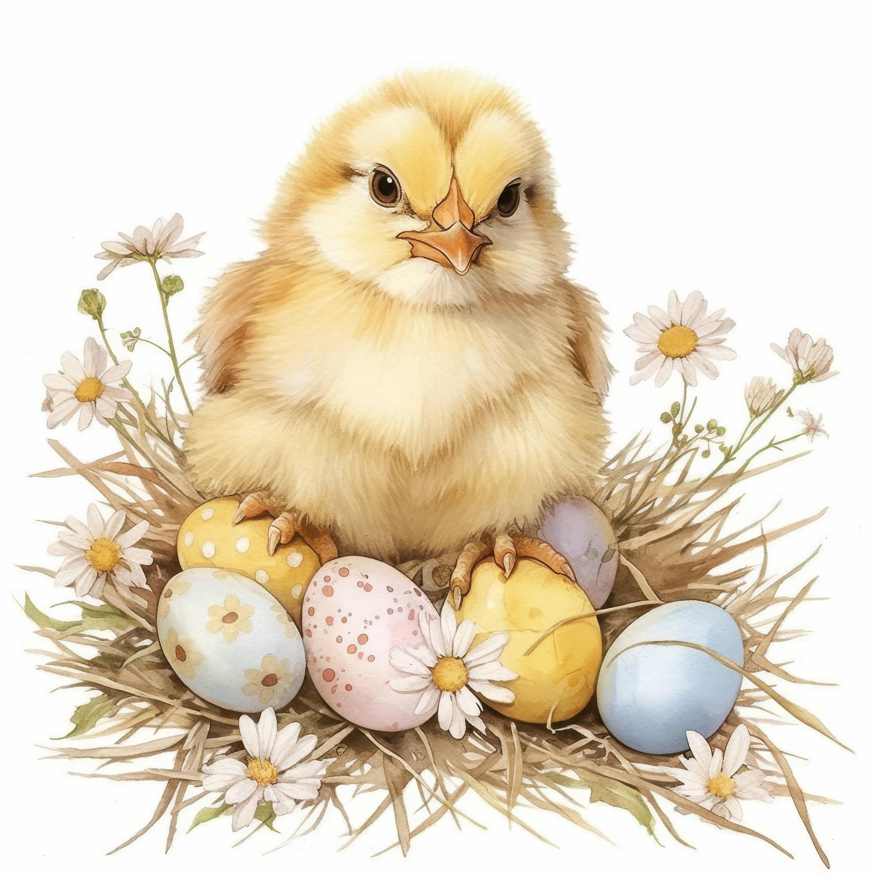 10 Easter Chick With Eggs Clipart Bundle, Easter Egg Illustration ...