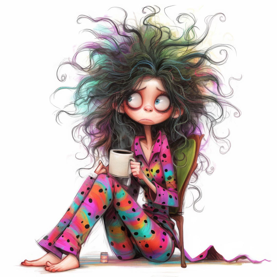 Quirky Caffeine Addict Clip Art 10 High Res Watercolor Jpgs Junk ...