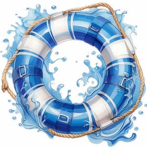 Life Buoy Clipart 10 High Res Watercolor Jpgs, Junk Journaling, Card ...