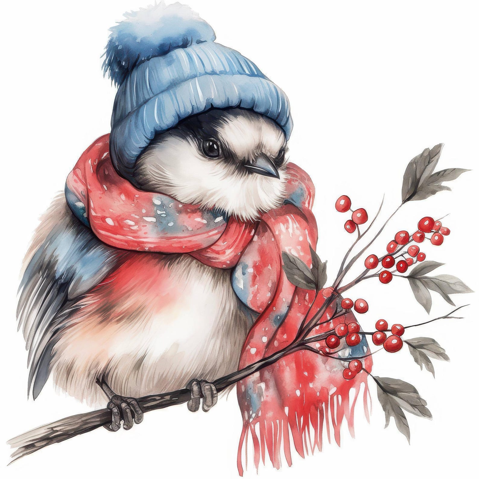 12 Festive Cardinal Clipart Bundle, Red Winter Bird Illustration ...