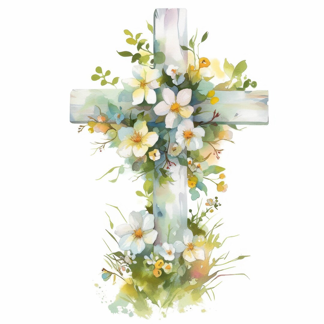 12 Floral Crucifix Clipart Bundle, Christian Religious Illustration ...