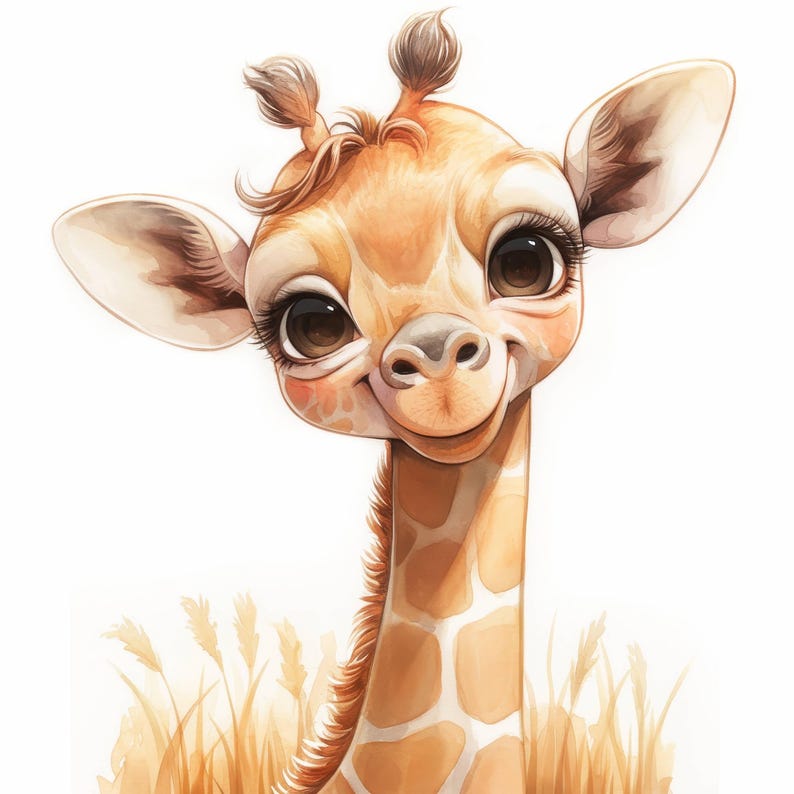 11 Adorable Baby Giraffe Clipart Bundle, Cute Safari Animal ...