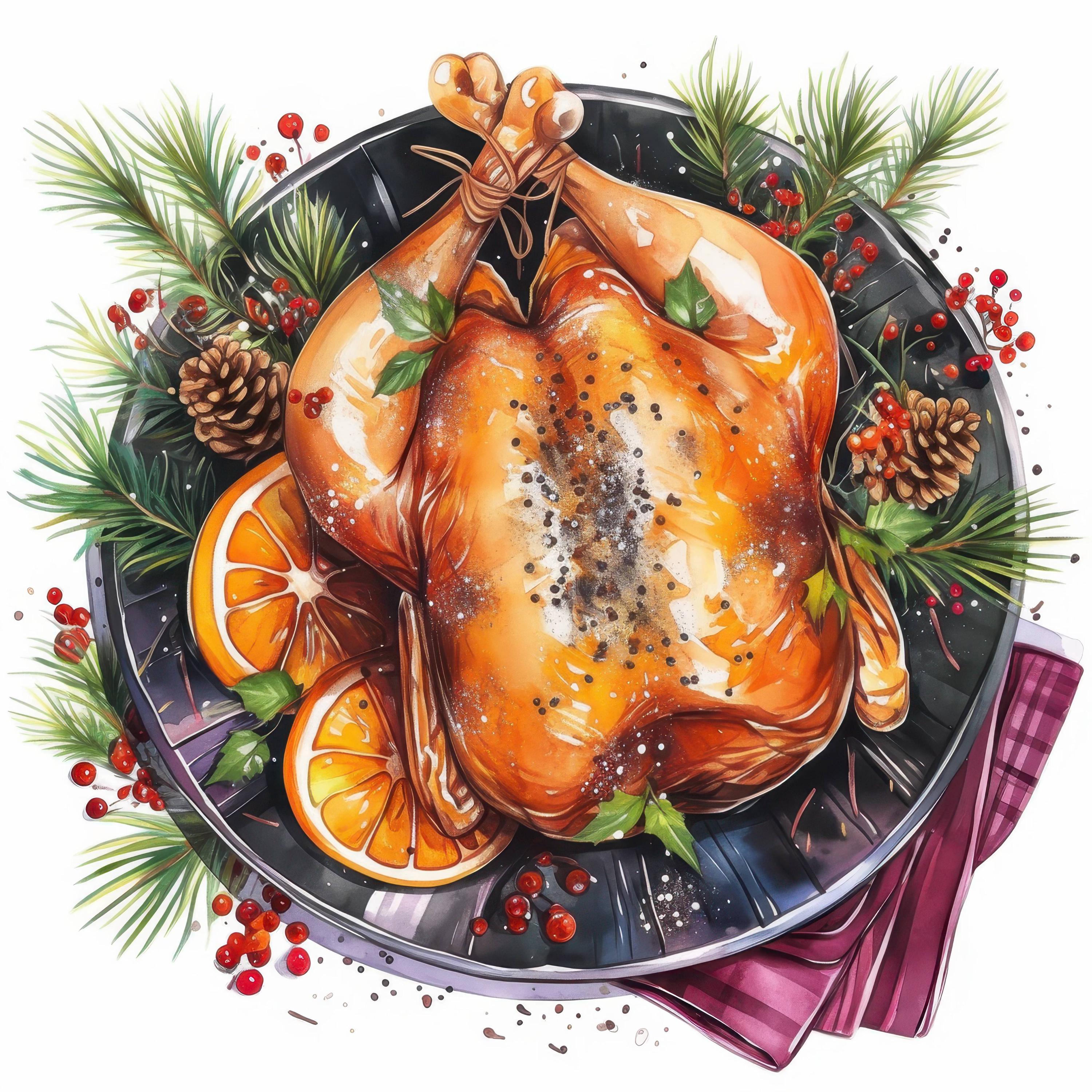 11 Roast Turkey Clipart Bundle, Festive Holiday Feast Illustration ...