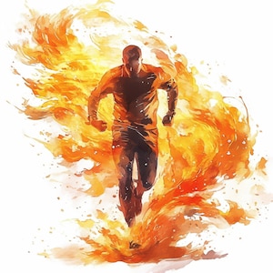 18 Running Man Fire Trail Clipart Bundle, Dynamic Flame Motion ...