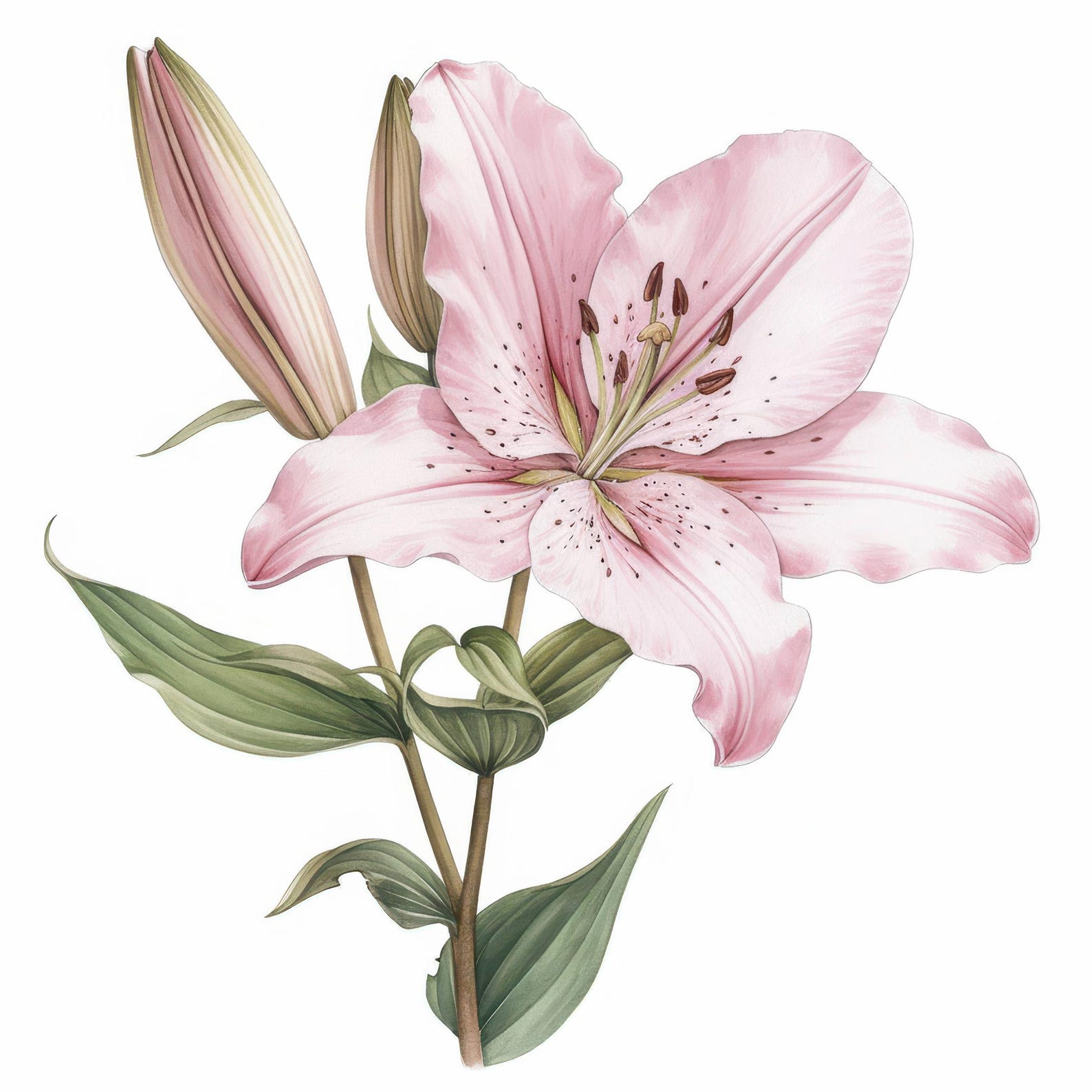 10 Pink Lily Clipart Bundle, Elegant Garden Flower, Printable ...