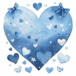 11 Blue Heart Clipart Bundle, Blue Love Heart, Valentine Designs ...