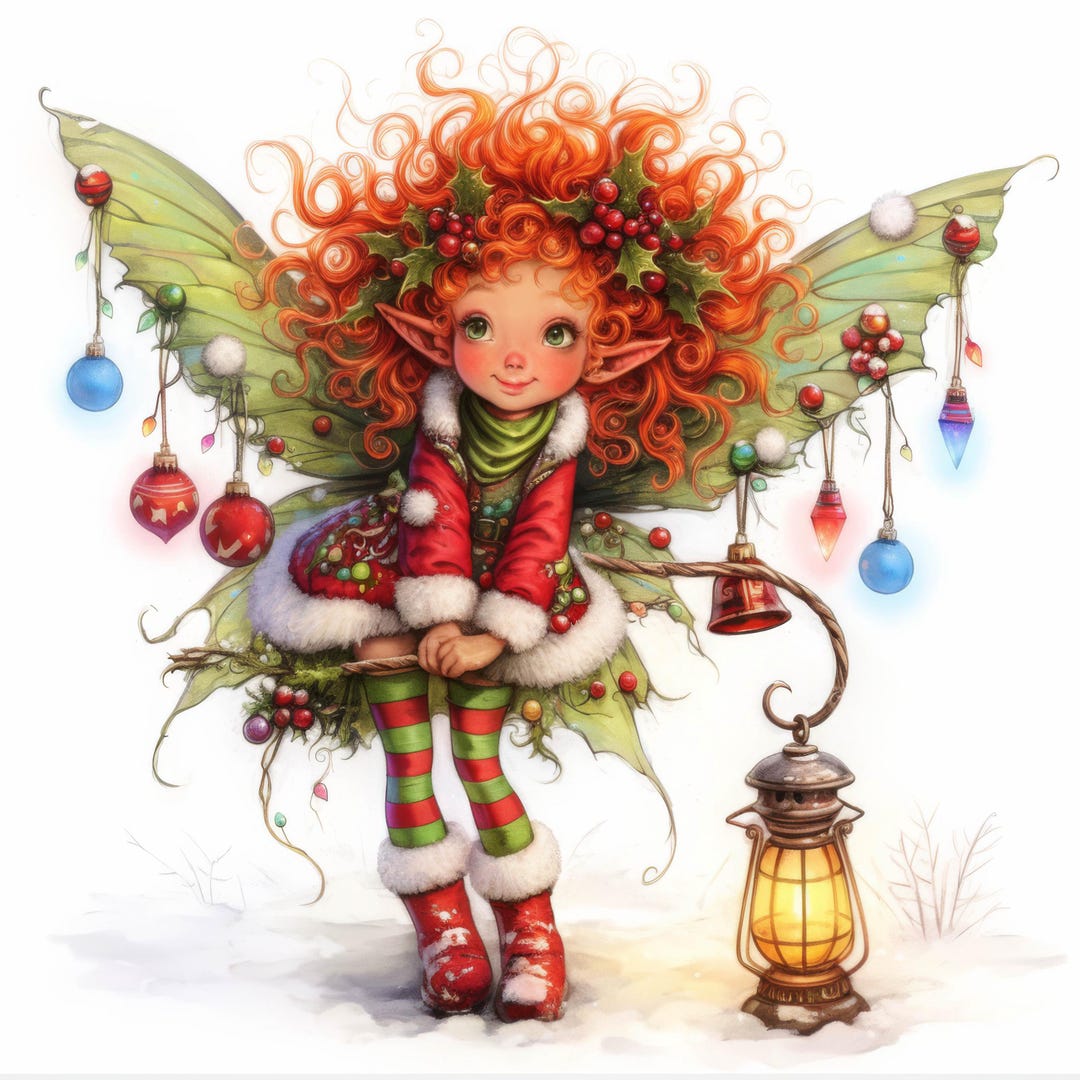 Quirky Christmas Fairy Clipart 12 High Res Watercolor Jpgs Junk ...