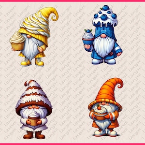 12 PNG Cupcake Gnomes Clipart 2 | Cute Gnomes, Gnome Bundle, Fantasy ...