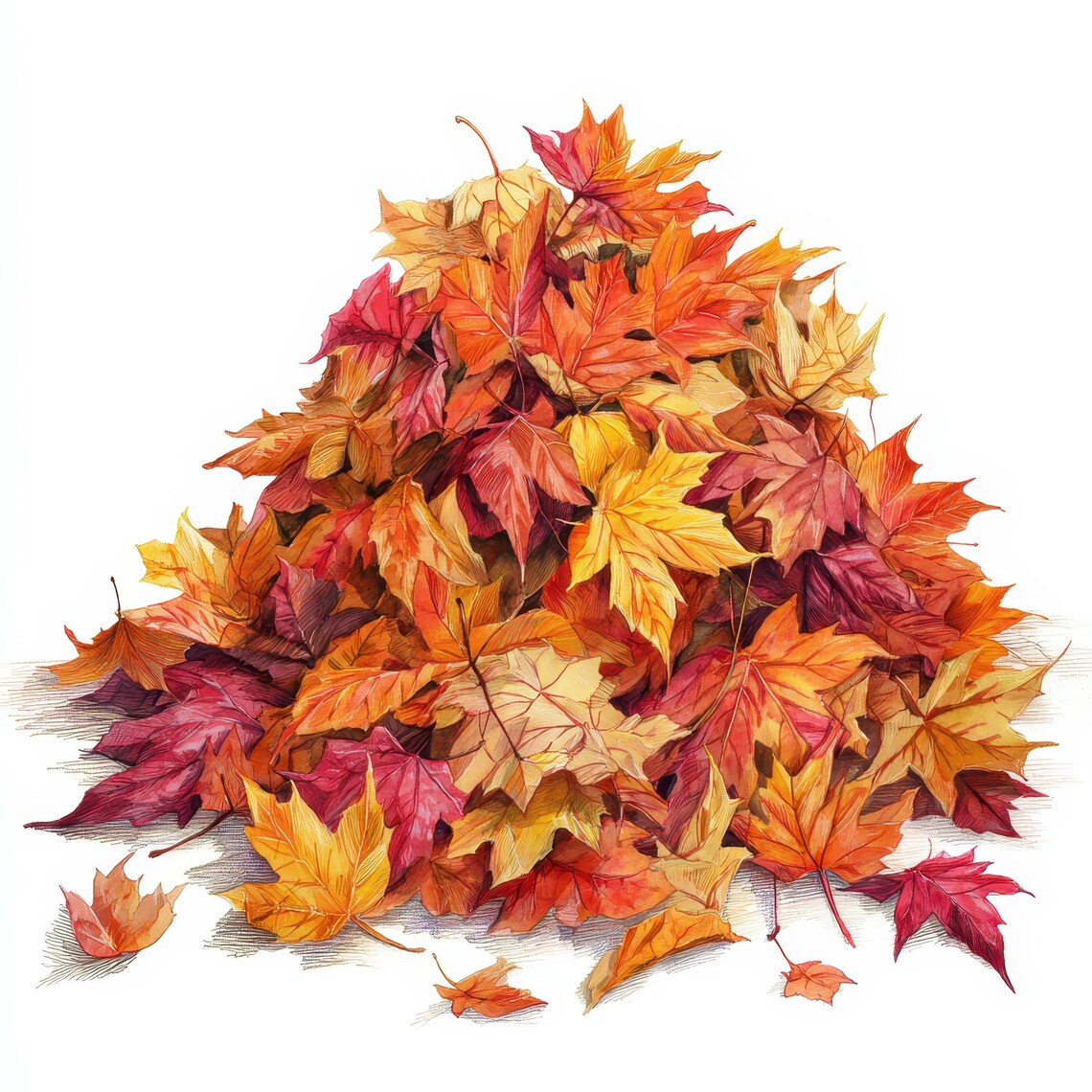 16 Festive Fall Leaves Clipart Bundle, Seasonal Autumn Foliage ...