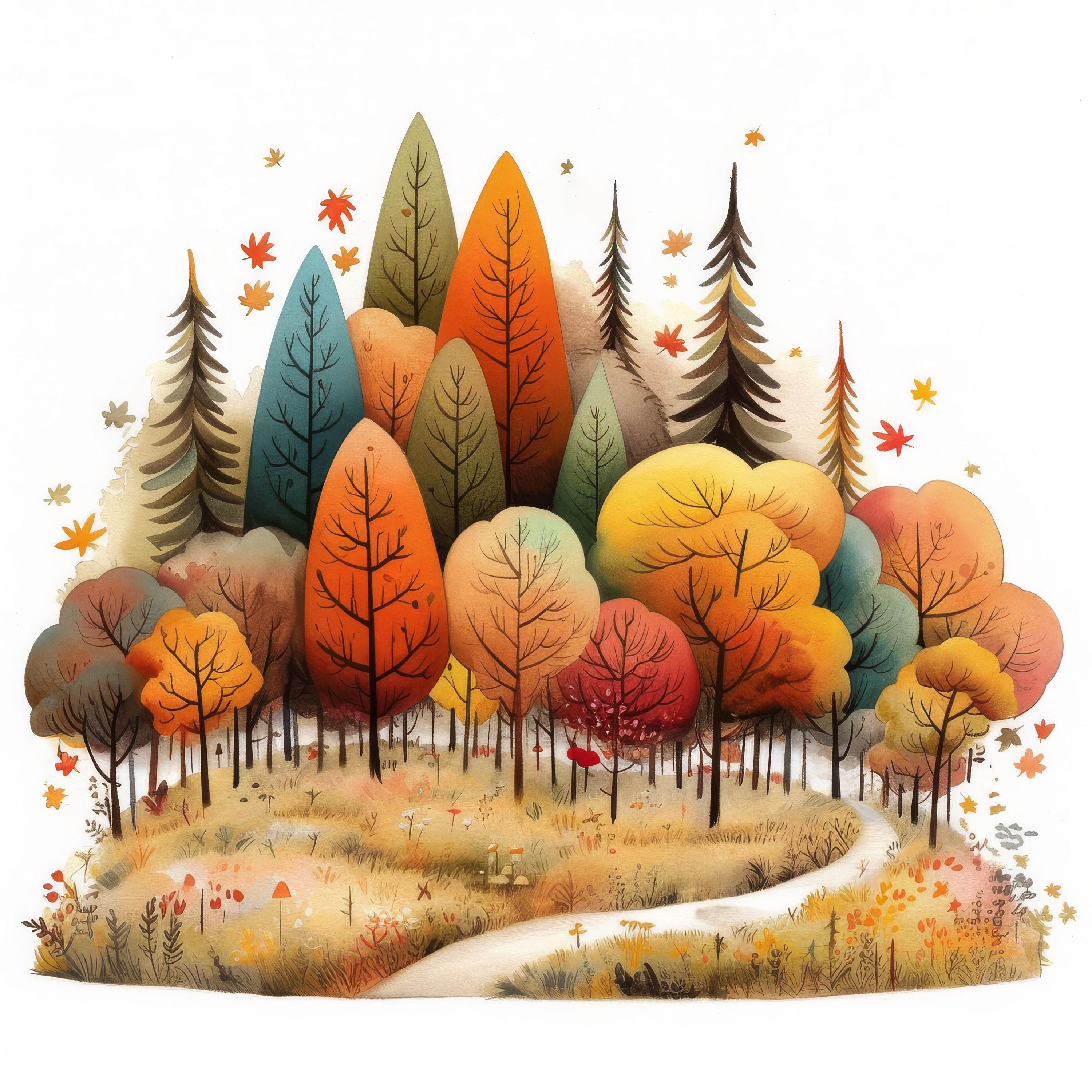 Rustic Fall Trees Clip Art 10 High Res Watercolor Jpgs for Junk ...