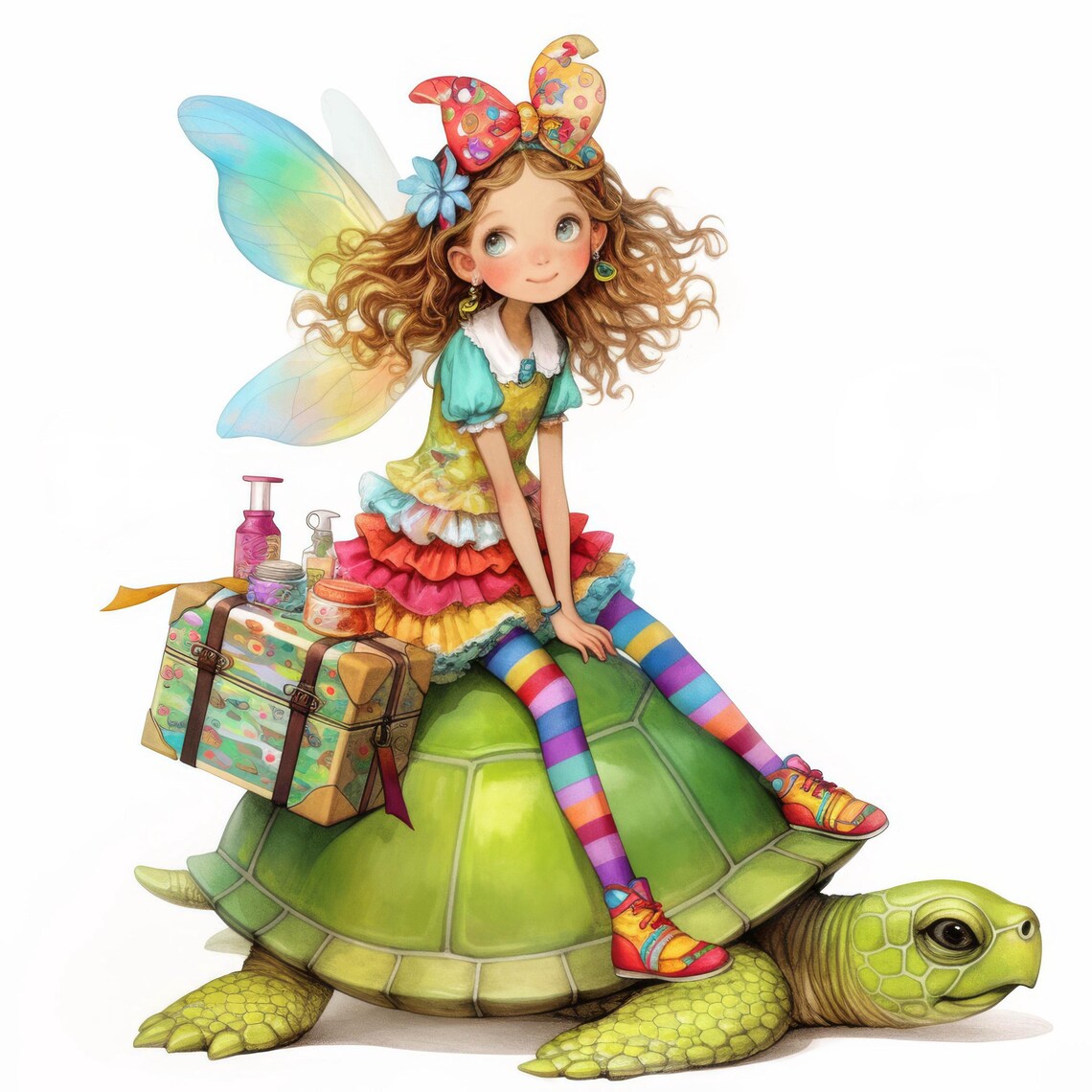 Little Fairy and Turtle Clip Art 10 High Res Watercolor Jpgs Junk ...