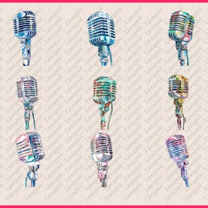 Watercolor Microphone Clipart, Vintage and Modern Mike Clipart With ...